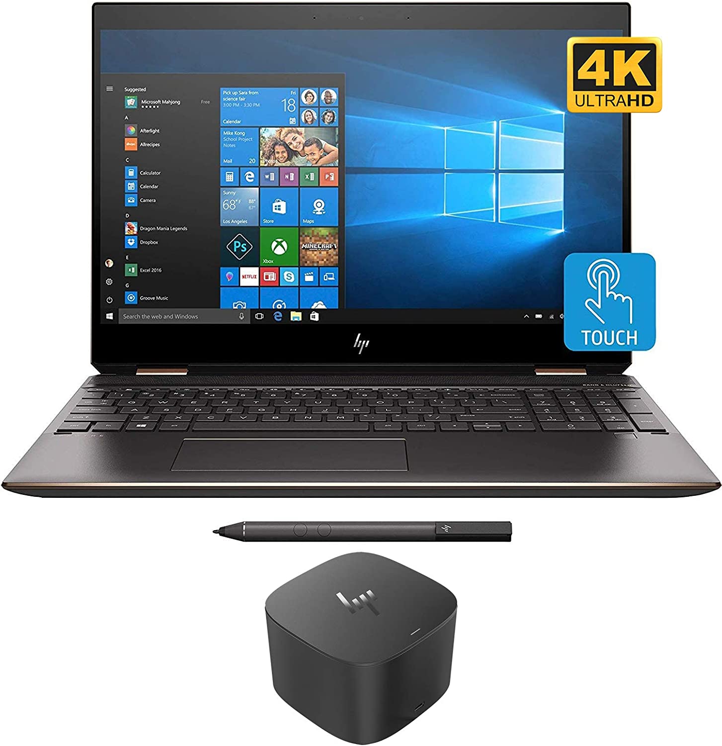 HP Spectre x360 15 - i7-10510U · MX330 25W · 15.6”, 4K UHD (3840 x 2160 ...
