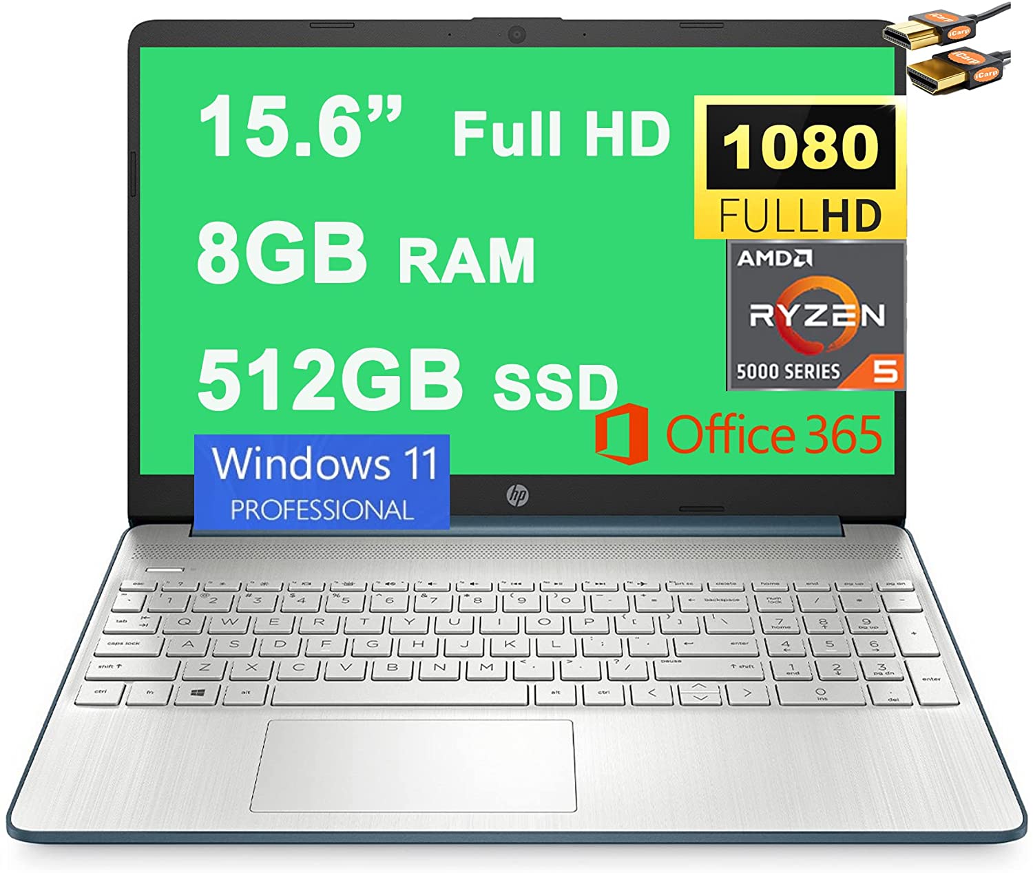 HP 15 - Ryzen 5 5500U · RX Vega 7 15W · 15.6”, Full HD (1920 x 1080 ...