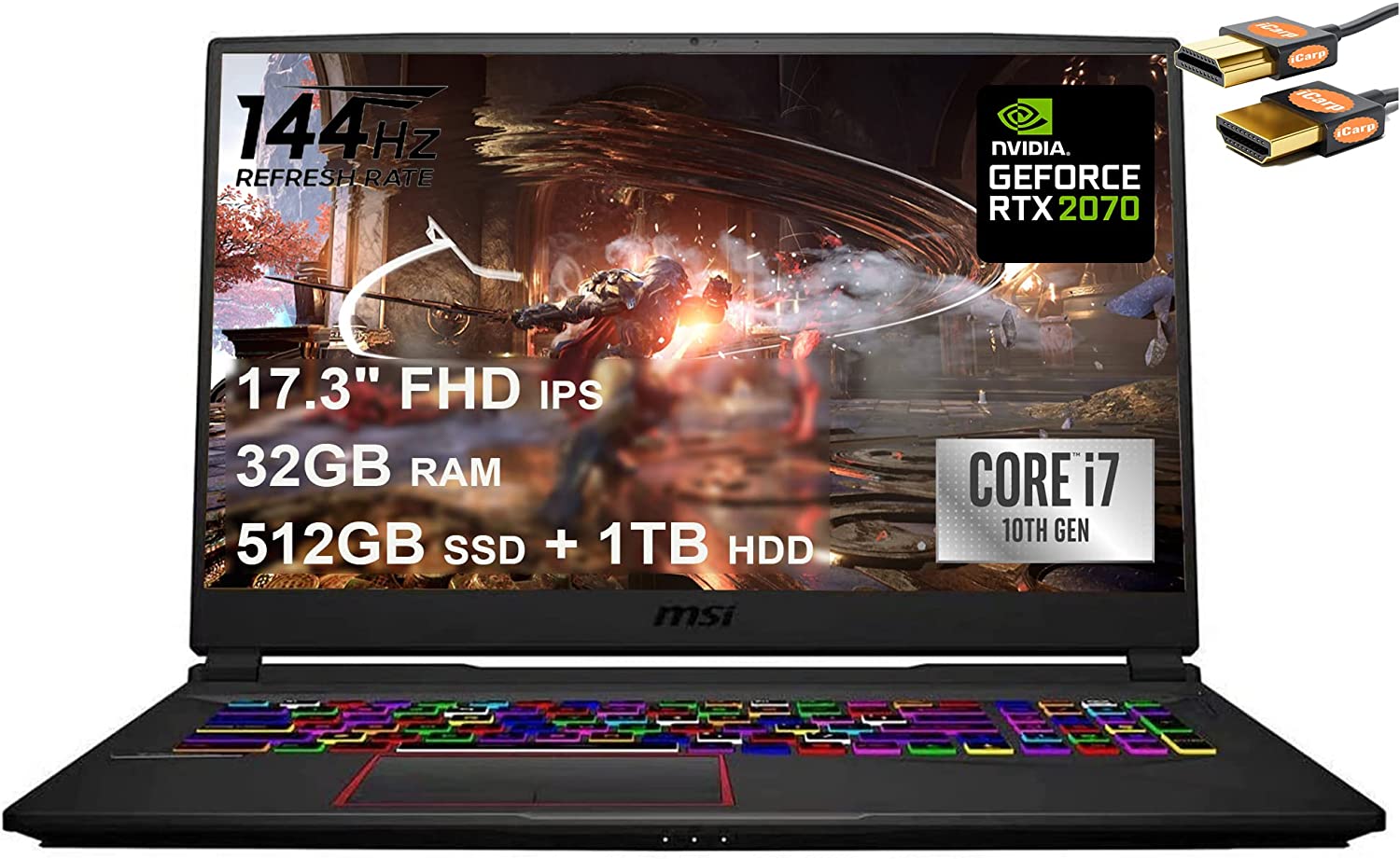 MSI GE75 Raider - i7-10750H · RTX 2070 · 17.3”, Full HD (1920 x 1080 ...