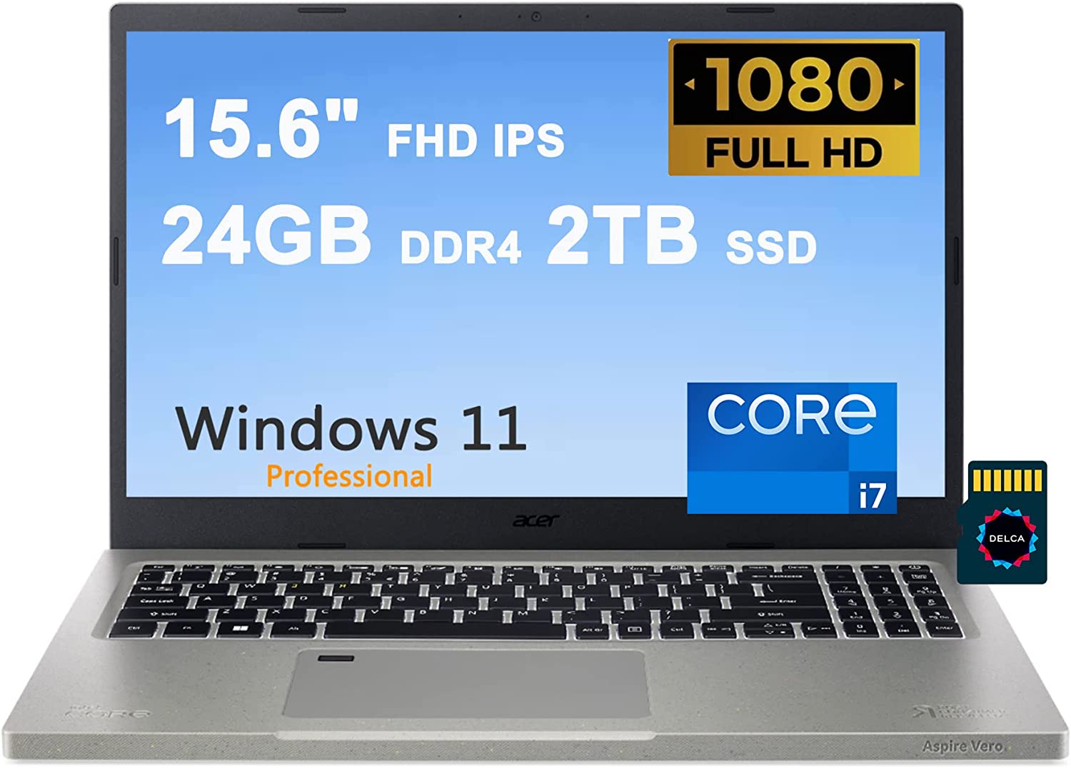 Acer Aspire Vero I7 1195g7 · Xe Graphics G7 · 156” Full Hd 1920 X 1080 Ips · 2tb Ssd